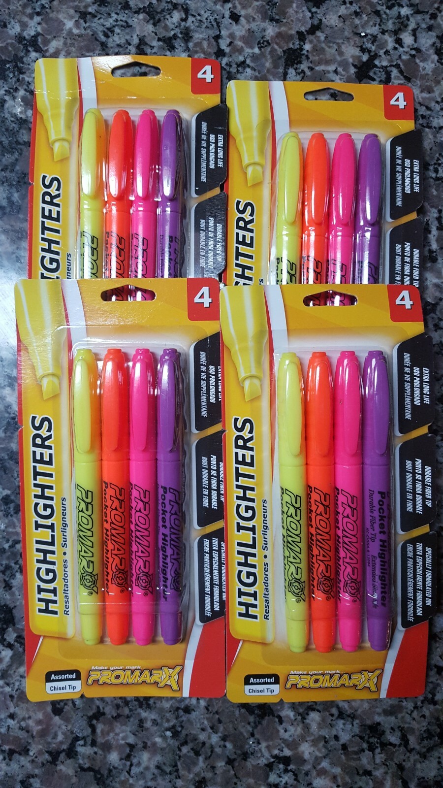 Promarx Glowline Highlighters Multicolor 4-Pack Yellow Orange Pink ...