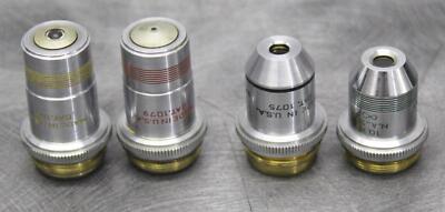 Lot of 4 American Optical Spencer Microscope Objectives 4X, 10X, 45X ...