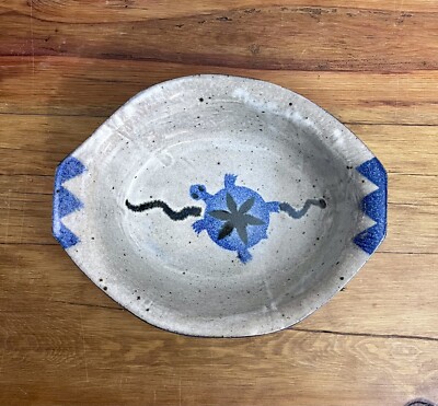 MEL CORNSHUCKER Signed Rare Stoneware Oval Bowl Native American Pottery ...