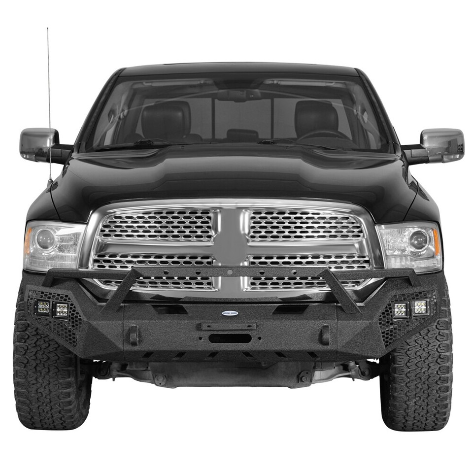 Texture Black Steel Front +Rear Bumpers w/Grill Guard Fit Dodge Ram ...