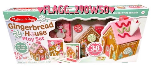 GINGERBREAD HOUSE PLAYSET Melissa & Doug Pink Wooden 38 Pieces ...
