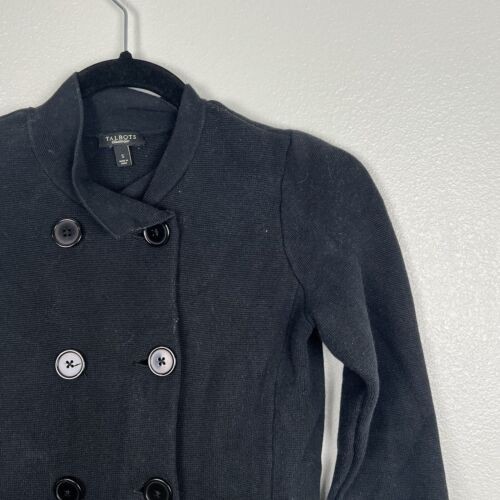 Talbots Womens Knit Double Breasted Sweater Jacket Black Sz S | eBay