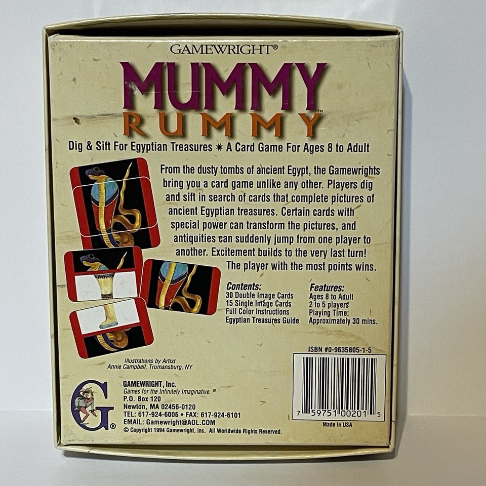 Mummy Rummy Egyptian Treasures Card Game GameWright Complete | eBay