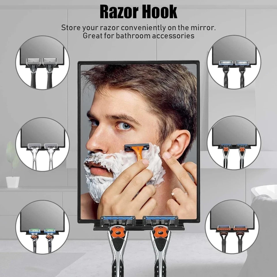 Shower Mirror for Shaving Fogless w/Razor Holders 360°Rotation ...