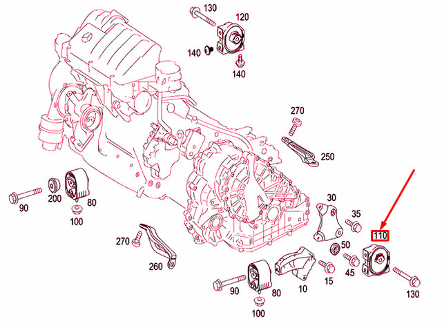 MB a W169 Engine Left Rear Mounting Rubber Bushing A1692401218 OEM for ...
