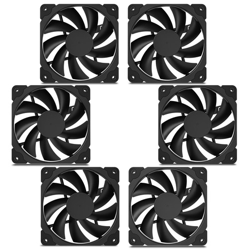 6 Pack Black 120mm PC Case Fans High Airflow Low-Noise High Performance ...