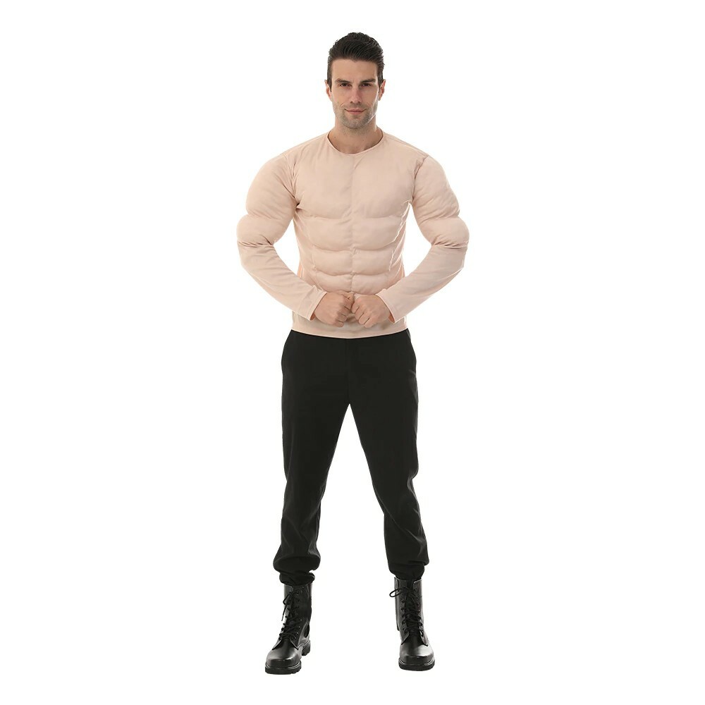 EY144 Muscle Man Suit Chest Padded Arms Shirt Beach Top Hero Strong Man ...