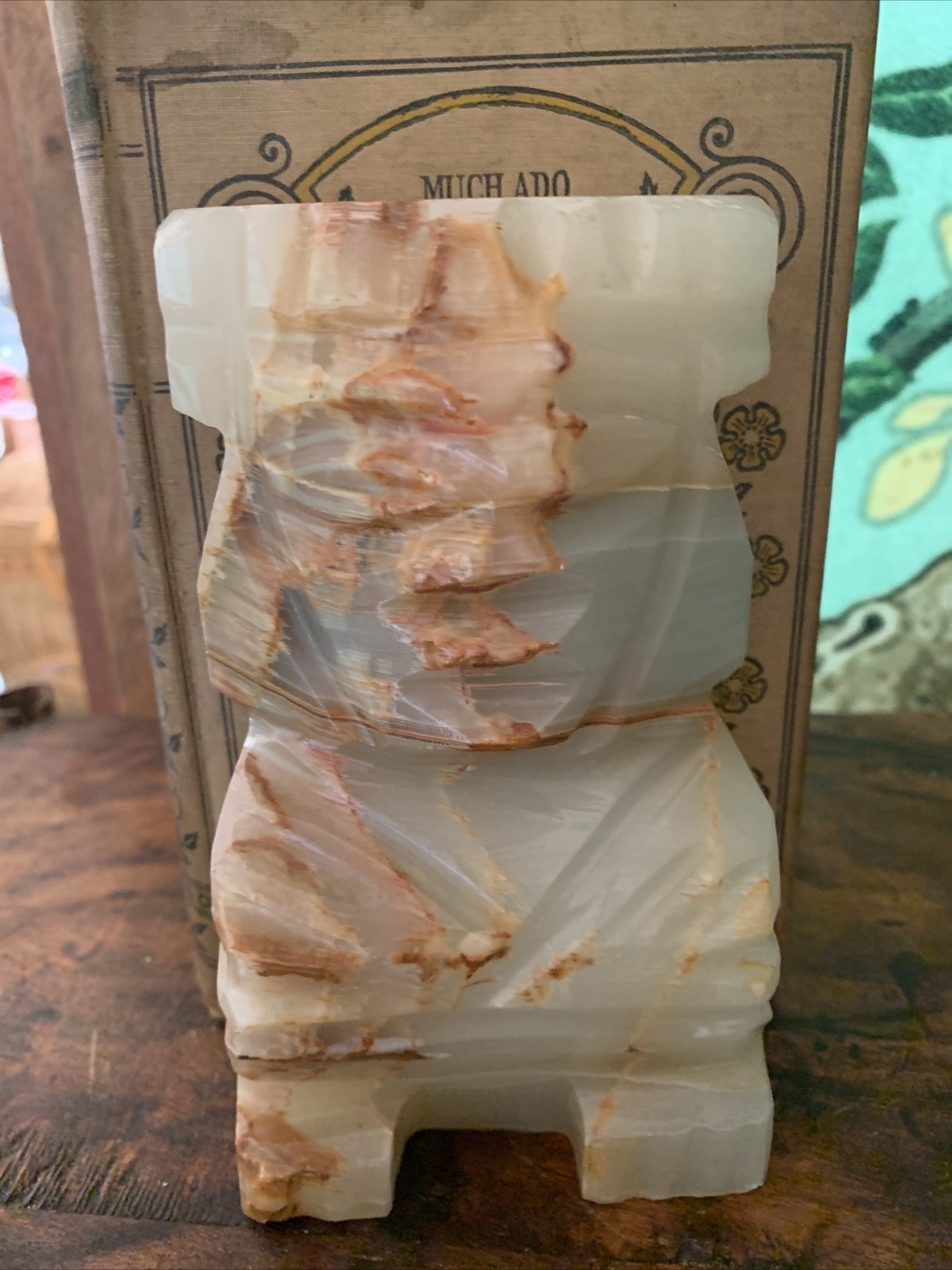 2 Vintage Carved Aztec Mayan Tiki Stone Bookends Onyx Marble STATUE ...