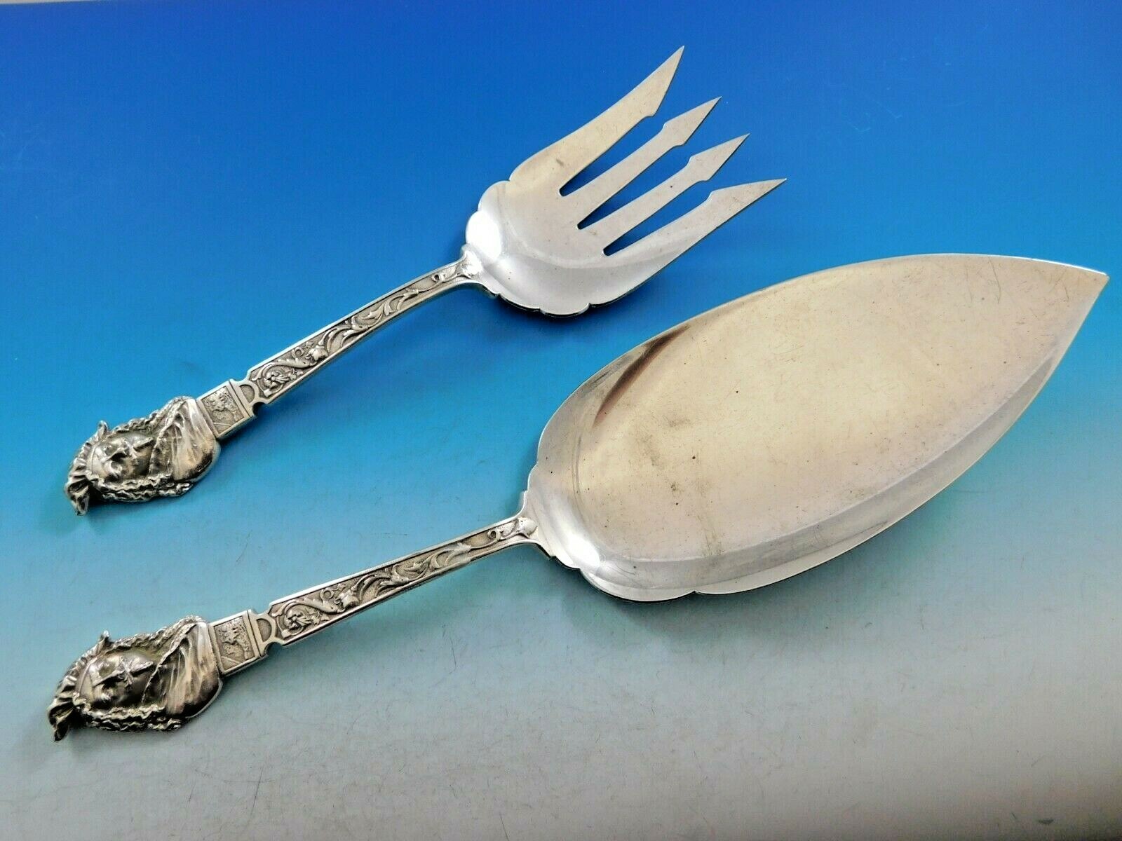 Old Masters by Gorham Sterling Silver Fish Serving Set Rembrandt Bust ...