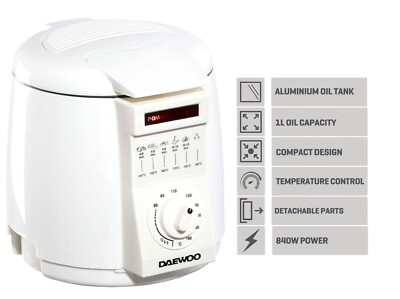 Daewoo Compact 1 Litre Oil Cooker With Removable Basket,Odour Filter ...