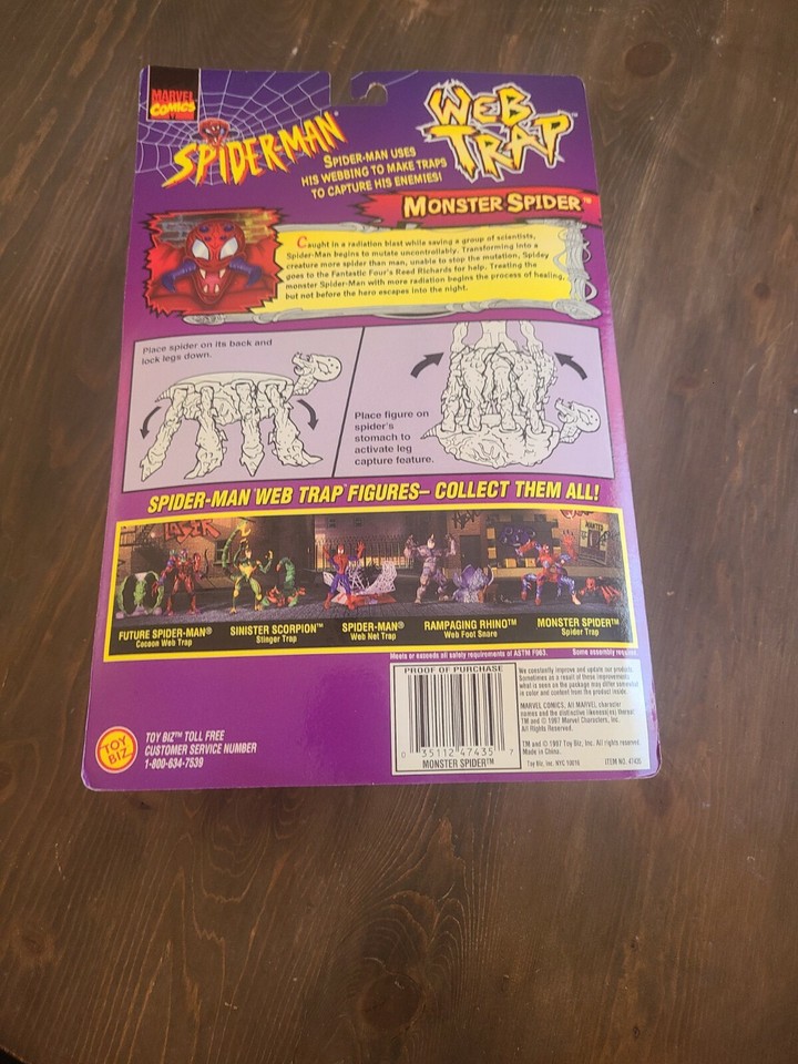 Spider-Man Web Trap Monster Spider Trap Marvel Comic Sealed Toy Biz ...