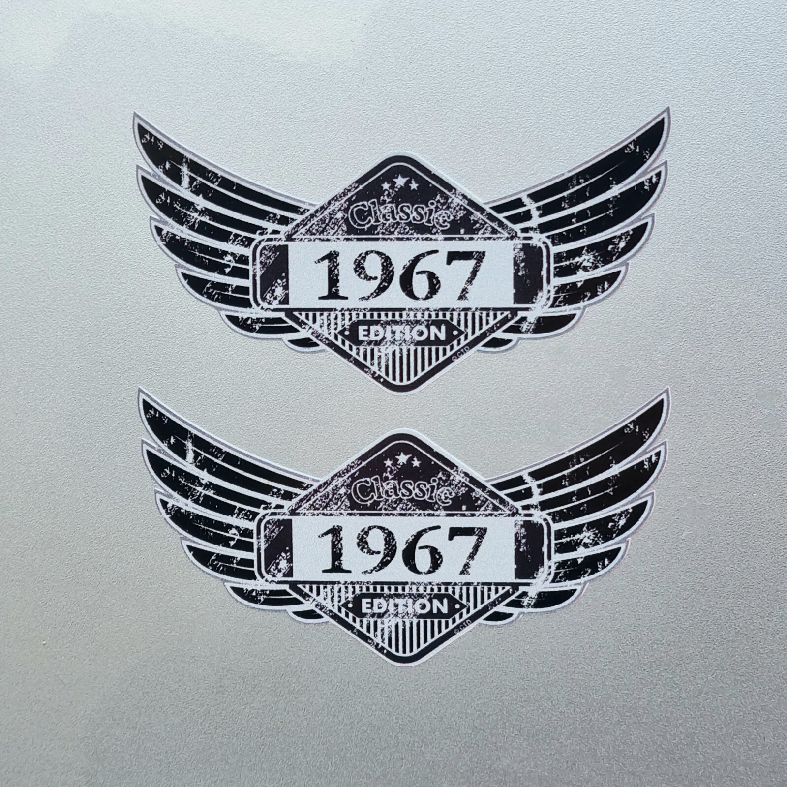 2x Small 1967 Distressed Classic Edition Wings Vinyl Sticker Decal ...