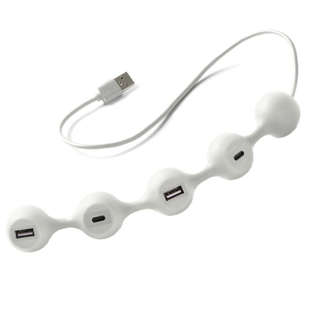 Lexon LD143W Peas Hub 2 White 2x USB 2.0 2x USB-C Device Charging Hub ...