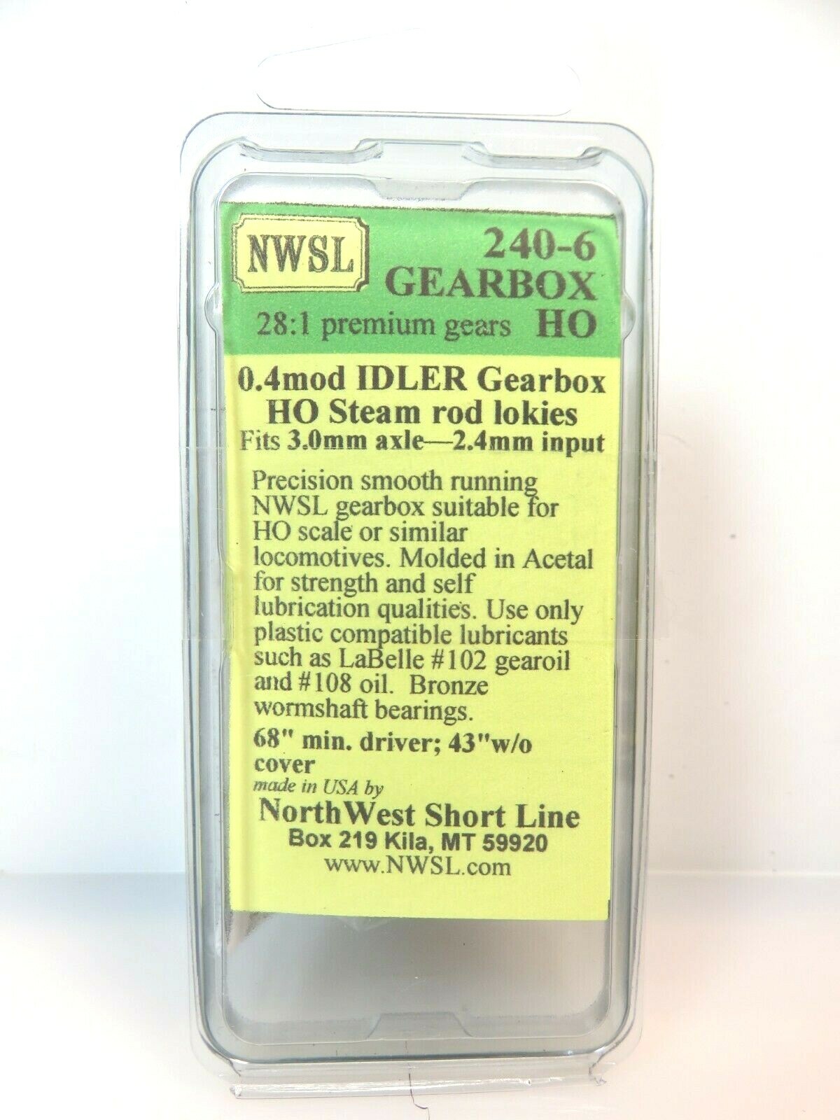 Northwest Short Line #240-6 NWSL 0.4 Mod 28-1 Idler Gearbox Kit 3mm ...