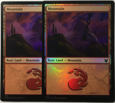 MTG 2X MOUNTAIN #285 THEROS BEYOND DEATH FOIL LAND NEAR MINT | eBay