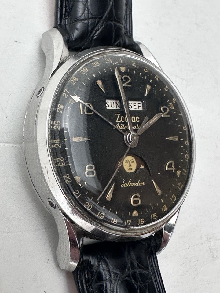 Vintage Zodiac Moonphase Triple Date Watch! | eBay