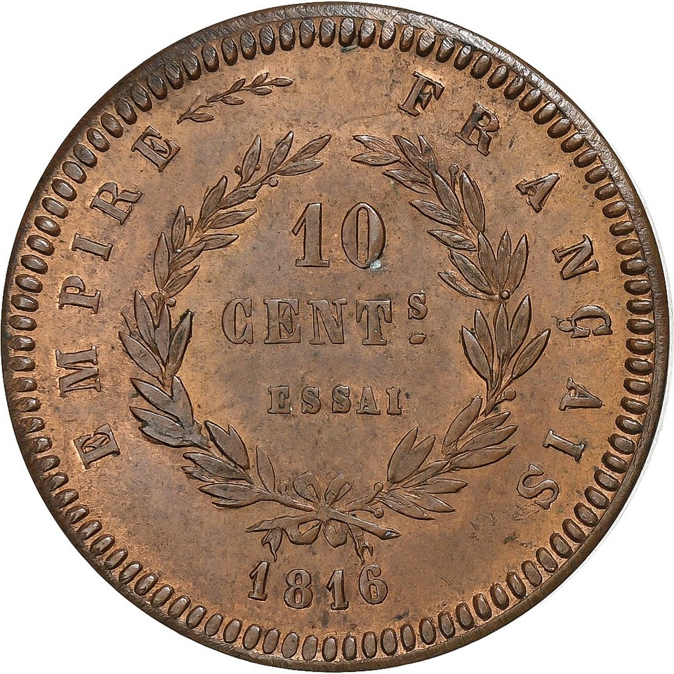 France, Napoléon II, 10 Centimes, 1816, ESSAI, Bronze, MS62, Gadoury ...