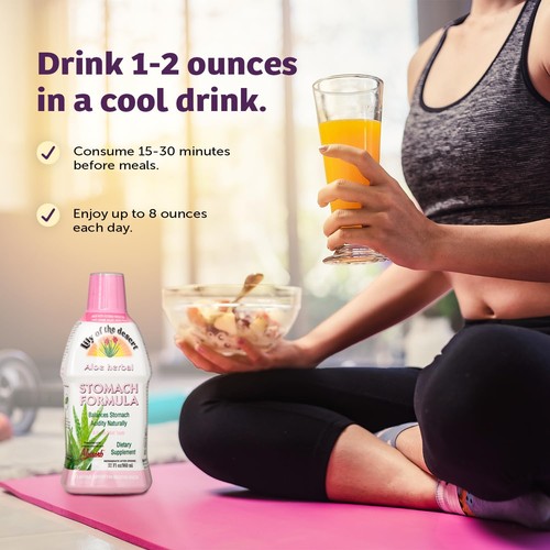 Stomach Formula, Organic Aloe Vera Juice with Slippery Elm, Chamomile ...