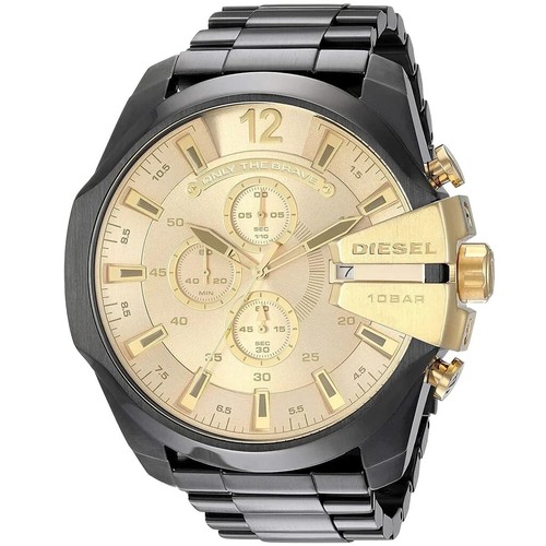 DIESEL MEGA CHIEF MENS CHRONOGRAPH WATCH DZ4485 GOLD DIAL -WARRANTY ...