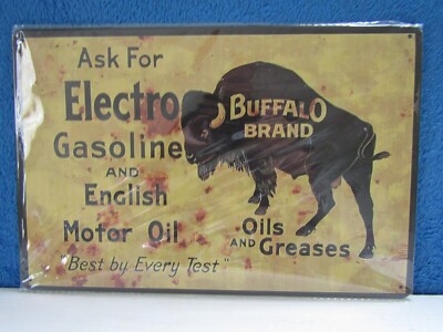 New Metal Sign Buffalo Brand English Motor Oil Electro Gasoline ...