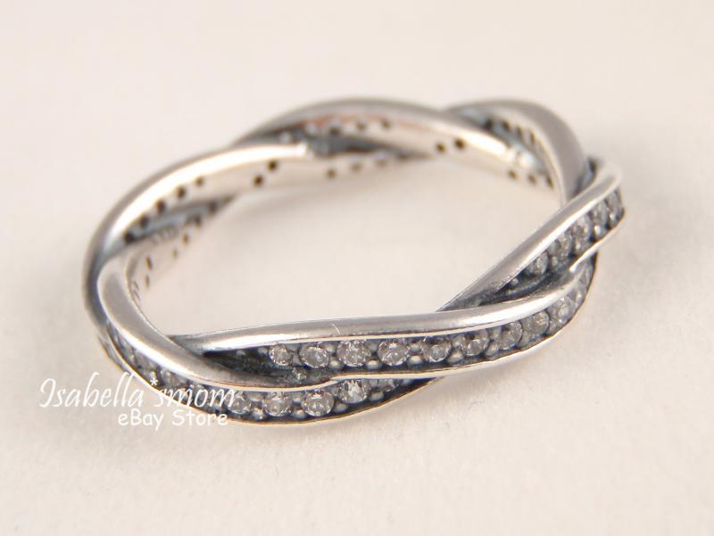 TWIST OF FATE Authentic PANDORA Silver Band Ring 6 (52) 190892CZ NEW w ...