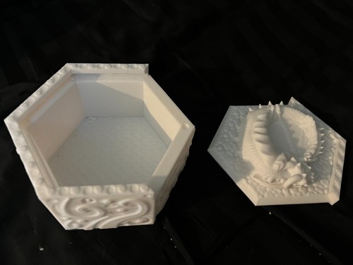 sleeping dragon Jewelry Case Box with slide off lid, 3D printed - white ...