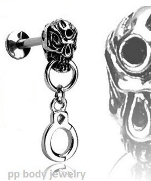 1PC. 16G 14G 316L Surgical Steel Skull Handcuff Chin Labret | eBay