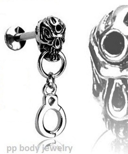 1PC. 16G 14G 316L Surgical Steel Skull Handcuff Chin Labret | eBay