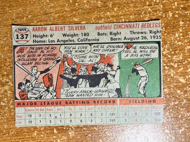1956 Topps - Gray Back #137 Al Silvera (RC) for sale online | eBay