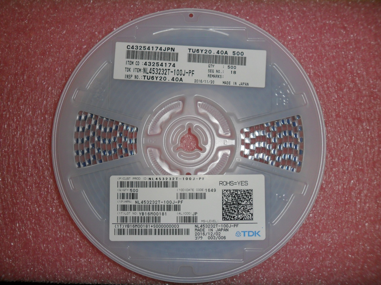 NL45323T-100J-PF 10uH 250mA 2.52MHz 5% TOL 1812 SMD CHIP INDUCTOR (LOT ...