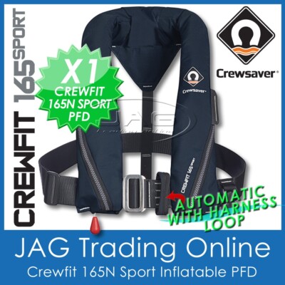 2x CREWSAVER AUTOMATIC & HARNESS CREWFIT 165 SPORT PFD NAVY-AUTO ...