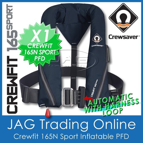 2x CREWSAVER AUTOMATIC & HARNESS CREWFIT 165 SPORT PFD NAVY-AUTO ...