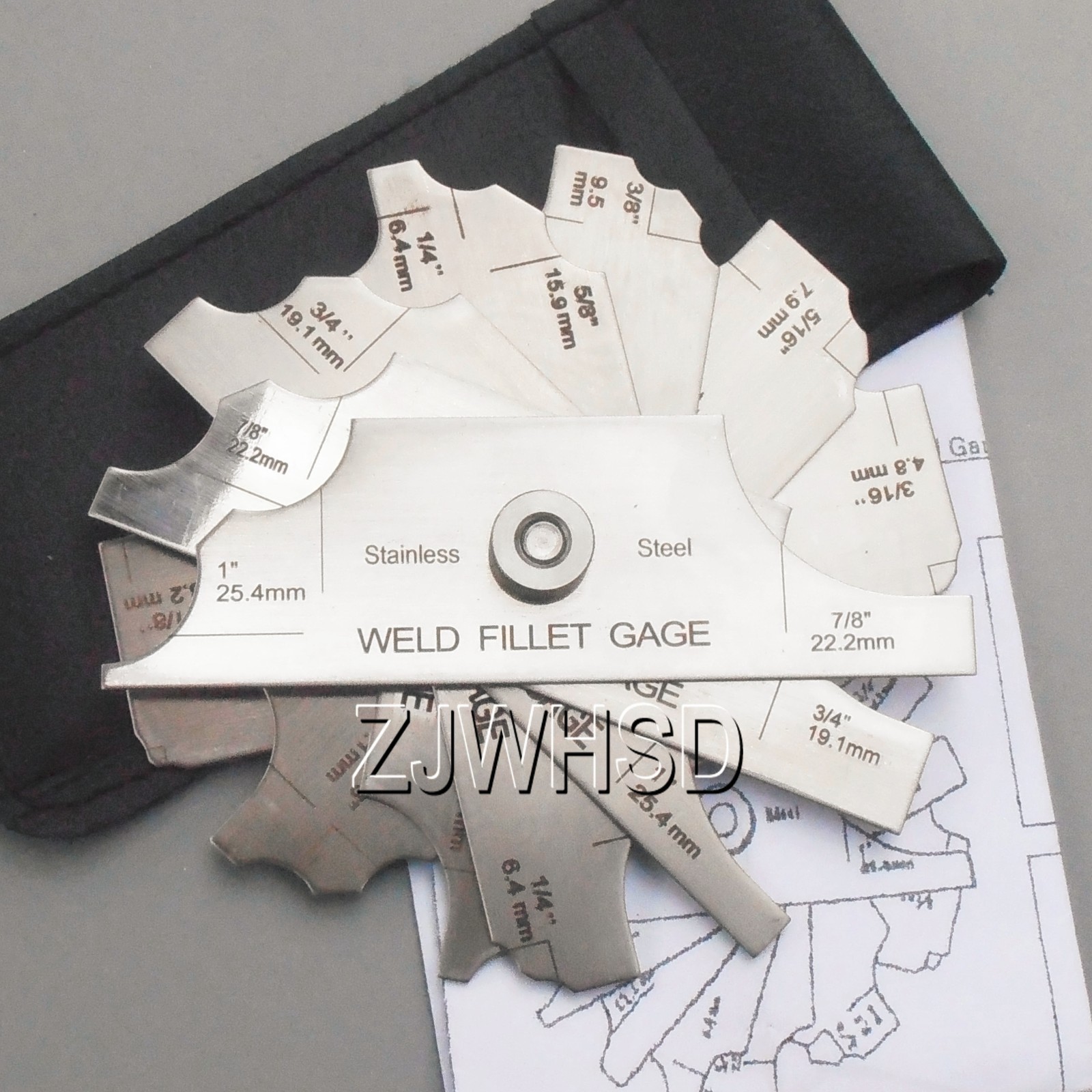 7pcs Inch & Metric Fillet weld gage RL gauge Cam Welding Inspection ...