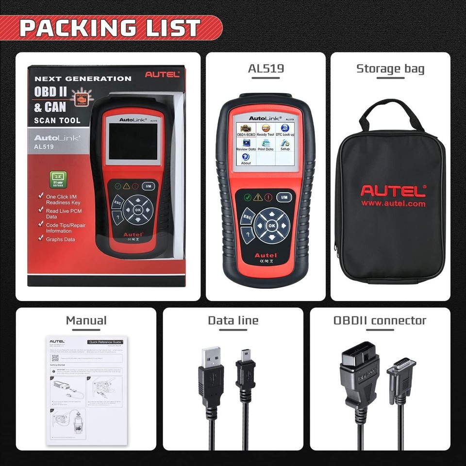 Autel AutoLink AL519 OBD2 Auto Diagnostic Tool CAN Fault Code Reader ...