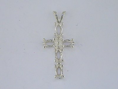 6 x 3 Marquise Cross Pendant Setting Sterling Silver | eBay