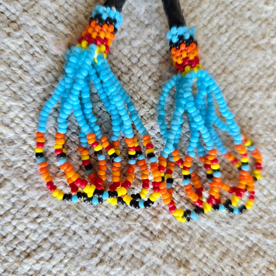 🔥 Vintage Native American Apache Turquoise & Fire Beaded Tassel ...