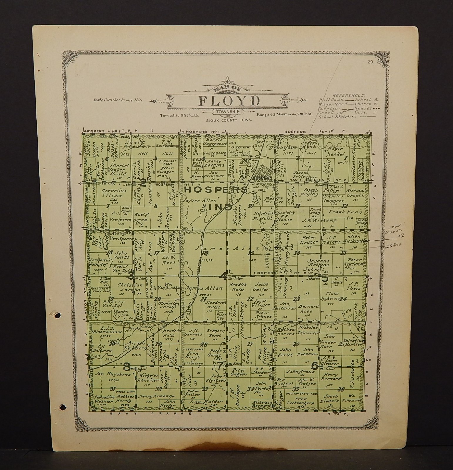 Iowa Sioux County Map Floyd Township 1917 W11#50 | eBay