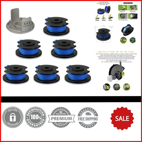 Replacement String Trimmer Spool for Ryobi 18V/24V/40V - 6 Spools & Cap ...