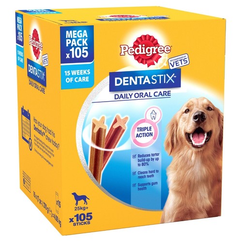 Pedigree Dentastix Daily Dental Chew - Large Dog - 105 Stick Bulk Pack ...
