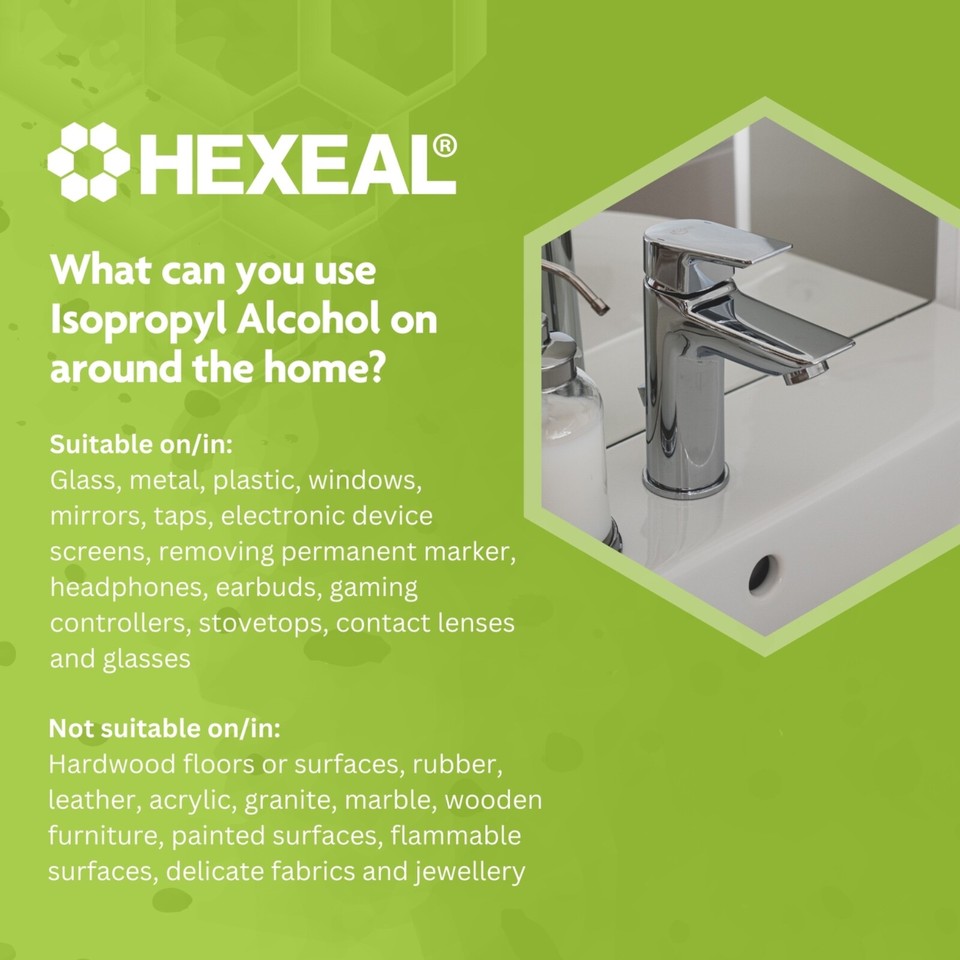 Hexeal 99.9% Isopropyl Alcohol 500ml – 250L IPA for Sanitising ...