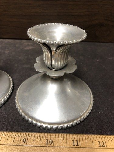 Vintage Pair Wrought Farberware Candle Holders Flower Design Bklyn NY ...