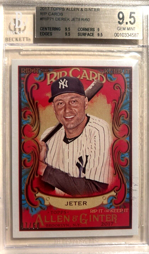 2017 Topps Allen & Ginter Derek Jeter Rip Card #47/60 BGS 9.5 HOF N.Y ...