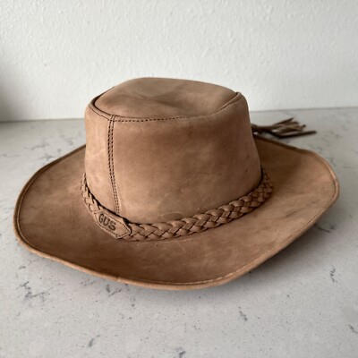 Gus Genuine Leather Hat Outback Western Tan/Brown Hat | eBay