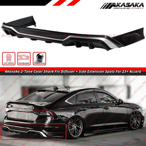 FOR 2023-25 HONDA ACCORD AKASAKA GLOSS BLACK REAR BUMPER DIFFUSER W ...