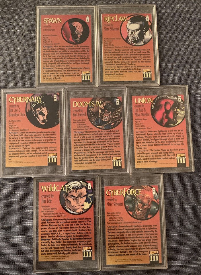 wizard magazine card lot. 1993 series 3. spawn, wild CATS, and others ...