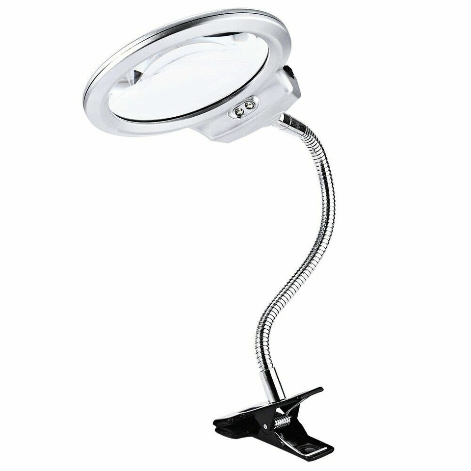New Magnifier Clip-on Lighted Table Desk LED Clamp Lamp 2.5x 5x ...