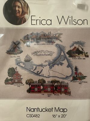 Rare Erica Wilson Needlepoint Kit Nantucket Map CS0482 | eBay