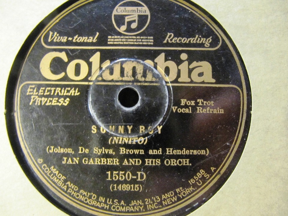 1928 JAN GARBER Or Al Jolson MOVIE Singing Fool SONNY BOY Round Evening ...