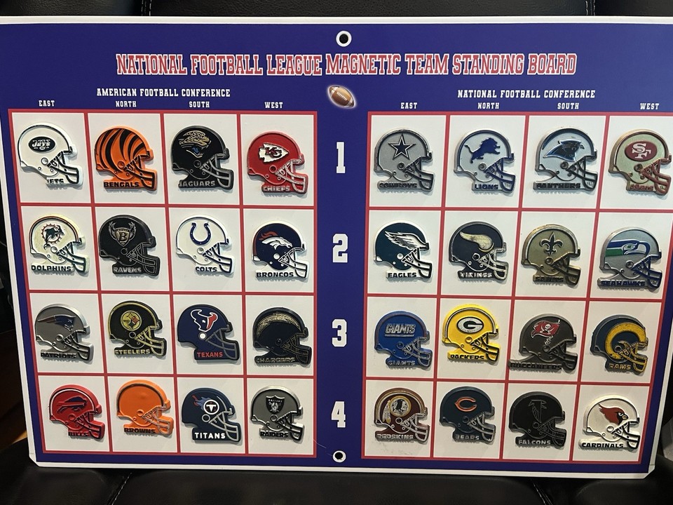 VINTAGE NFL FULL SET 3 BAR MAGNETIC TEAM STANDINGS BOARD WITH ALL 32 ...