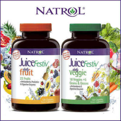 Natrol JuiceFestiv 240 Capsules - 120 FruitFestiv & 120 VeggieFestiv ...